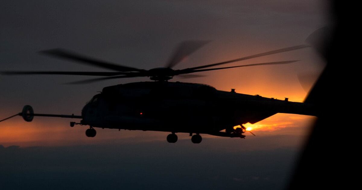 Marine helicopter catches fire, makes emergency landing
