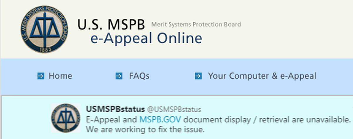 System outage knocks out MSPB e-Appeal app
