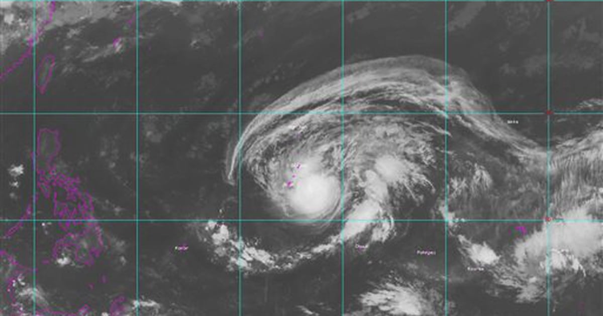 Center of Pacific typhoon passing near Guam