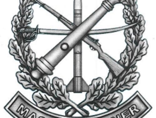 First soldiers pin on the Master Gunner Identification Badge