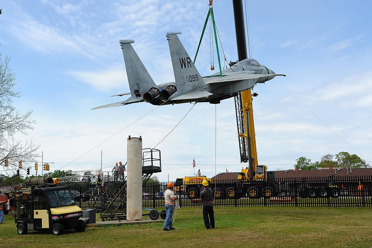 Robins Air Force Base F-15 relocated to be part of memorial