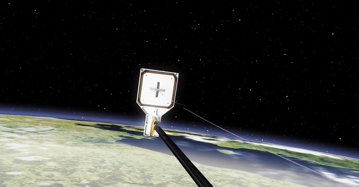 Satellite launches harpoon to catch debris in orbit
