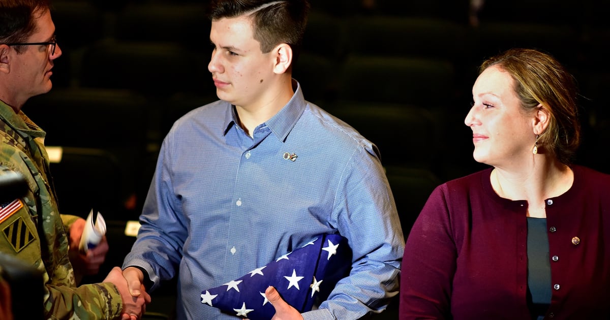 Upgraded valor award presented to son of fallen COP Keating hero