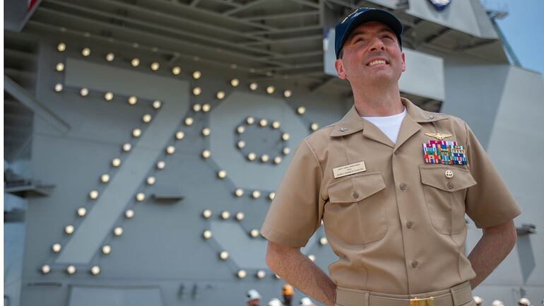 How the new flattop John F. Kennedy got its island