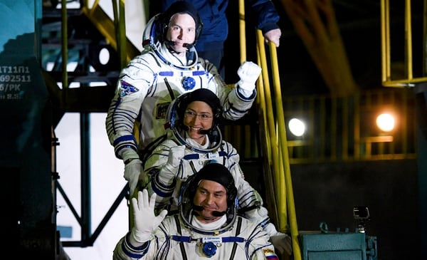 Astronaut Nick Hague, an Air Force colonel, reaches space station with ...