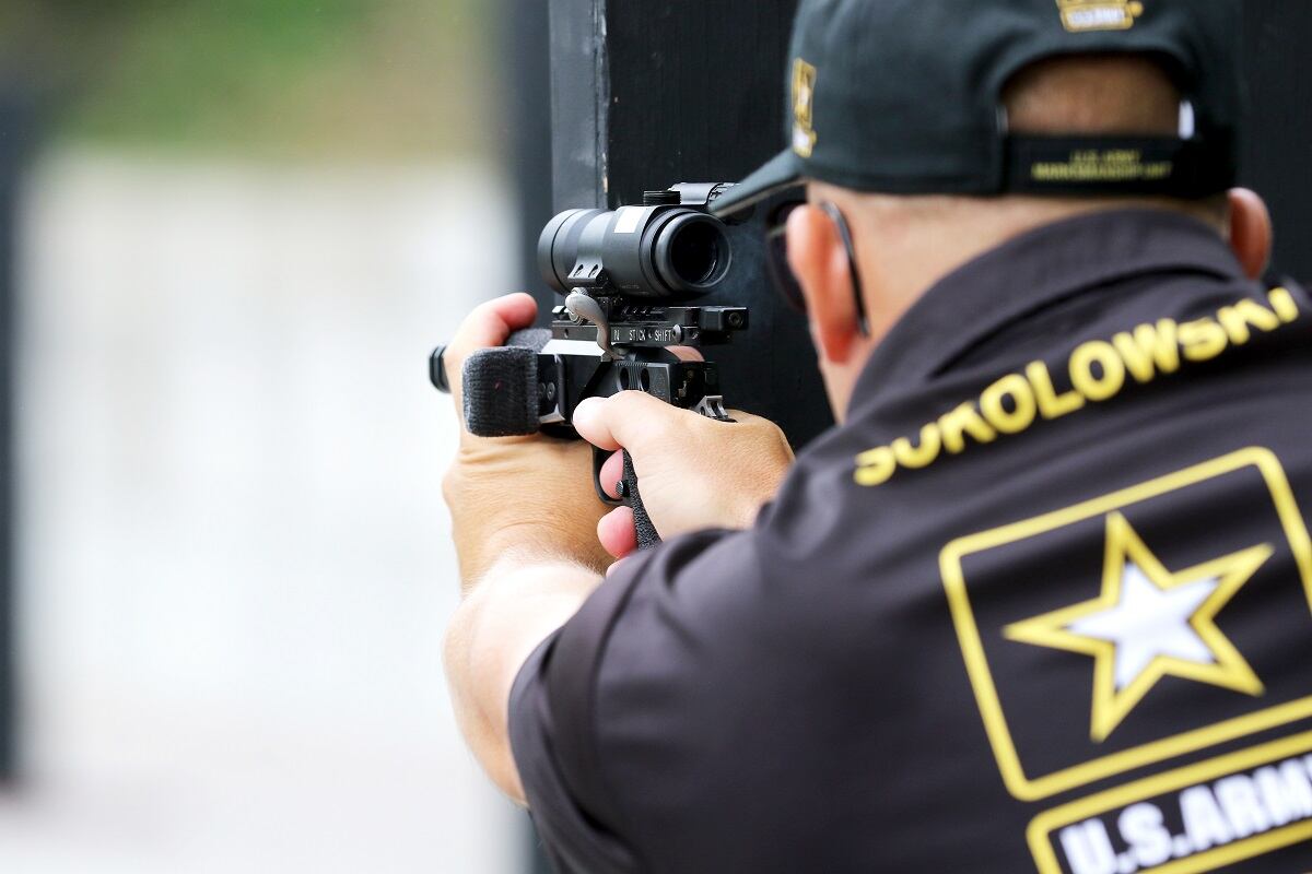 Army shooter makes history in national action pistol shooting match