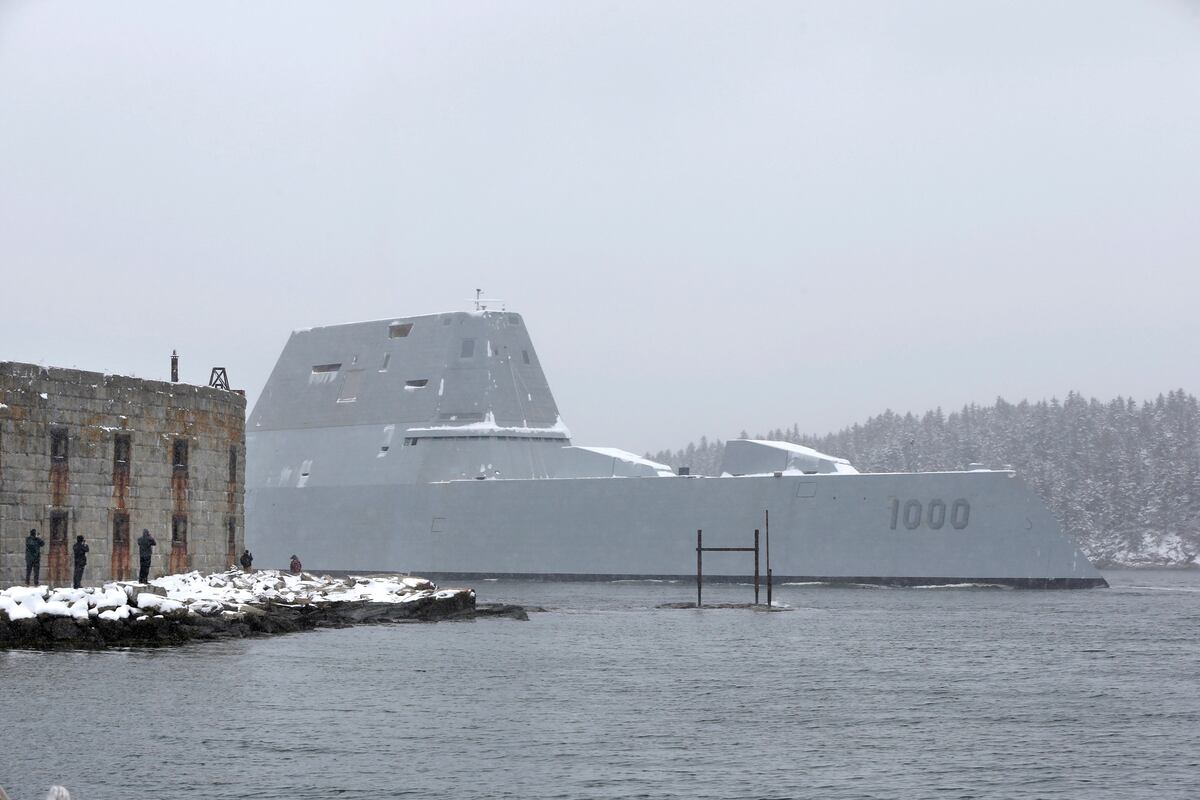 Navy's largest destroyer heads out to sea for trials