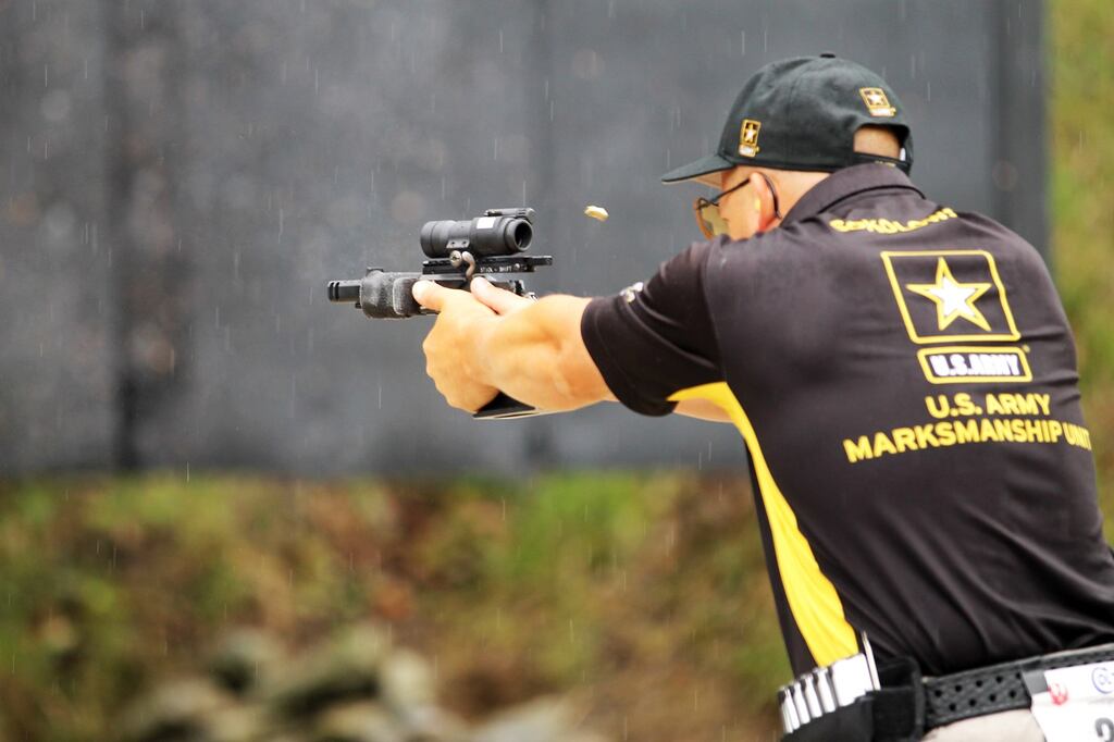 Army shooter makes history in national action pistol shooting match