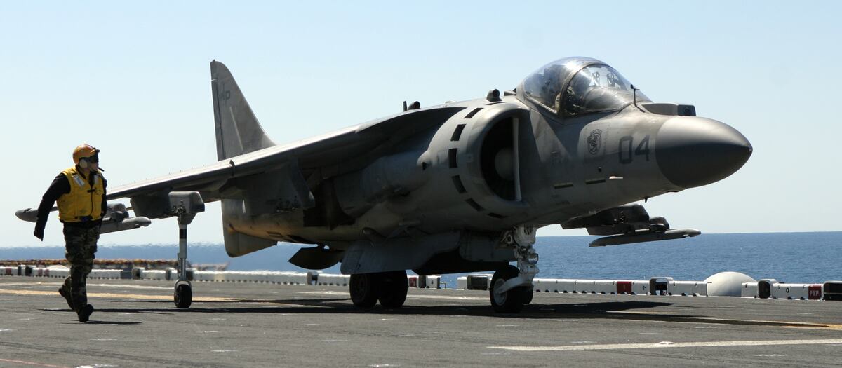 Marine attack jet catches fire during takeoff at sea
