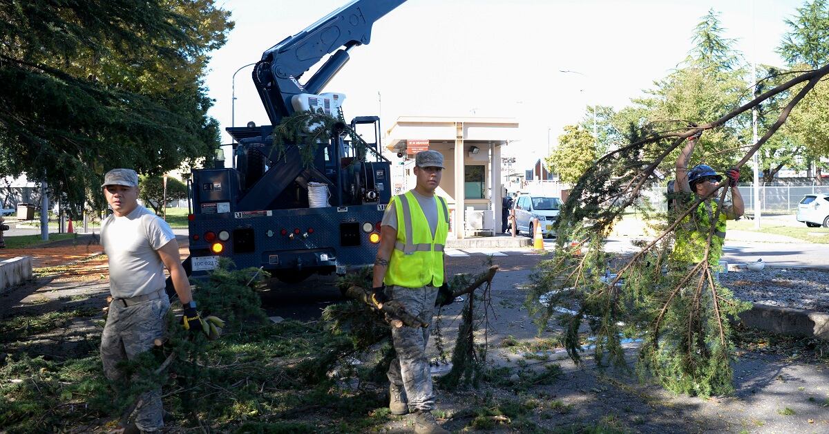 Clean-up begins after typhoon trashed US airbase in Japan