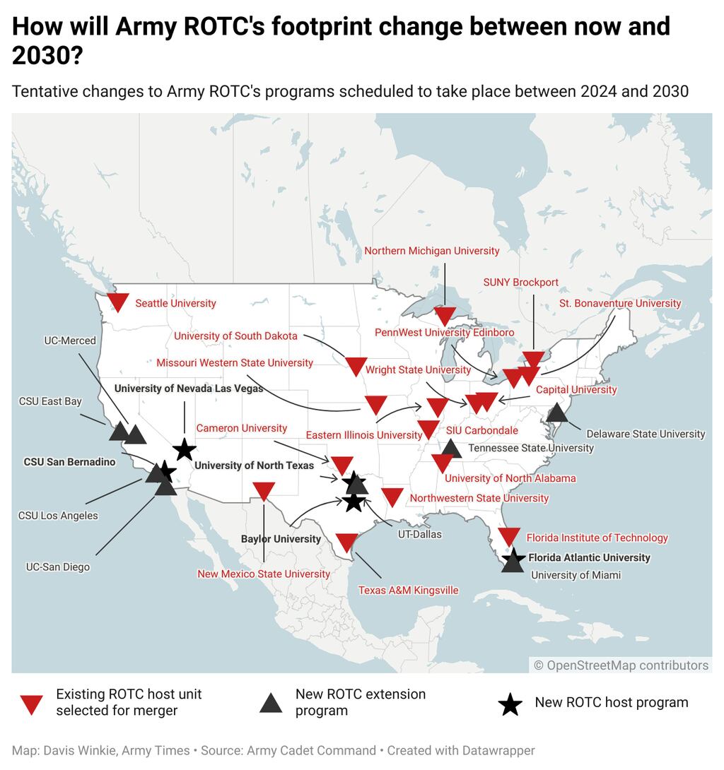 Army ROTC shifting its footprint to the South and Southwest