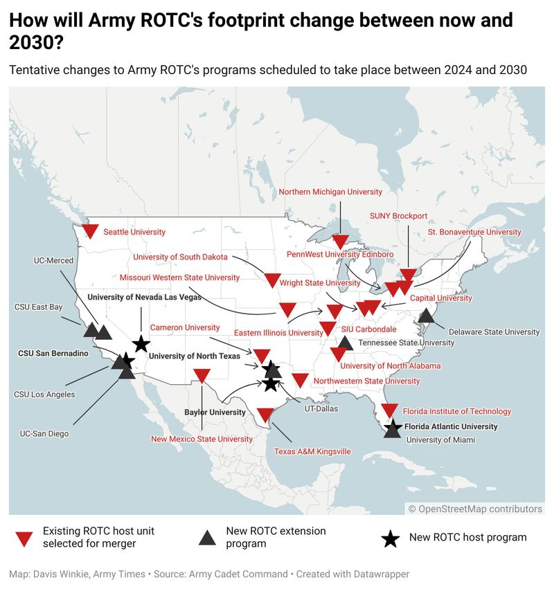 Army ROTC shifting its footprint to the South and Southwest