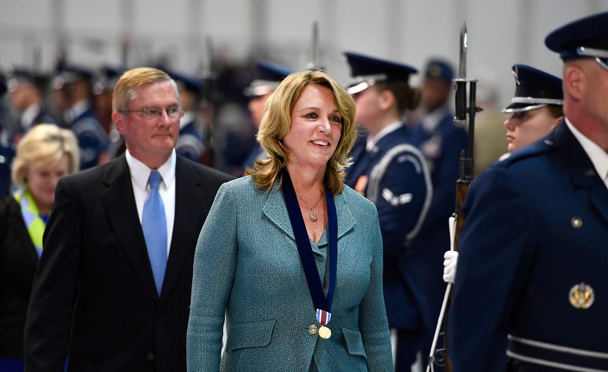 As Air Force secretary departs, she urges Trump to stand by allies