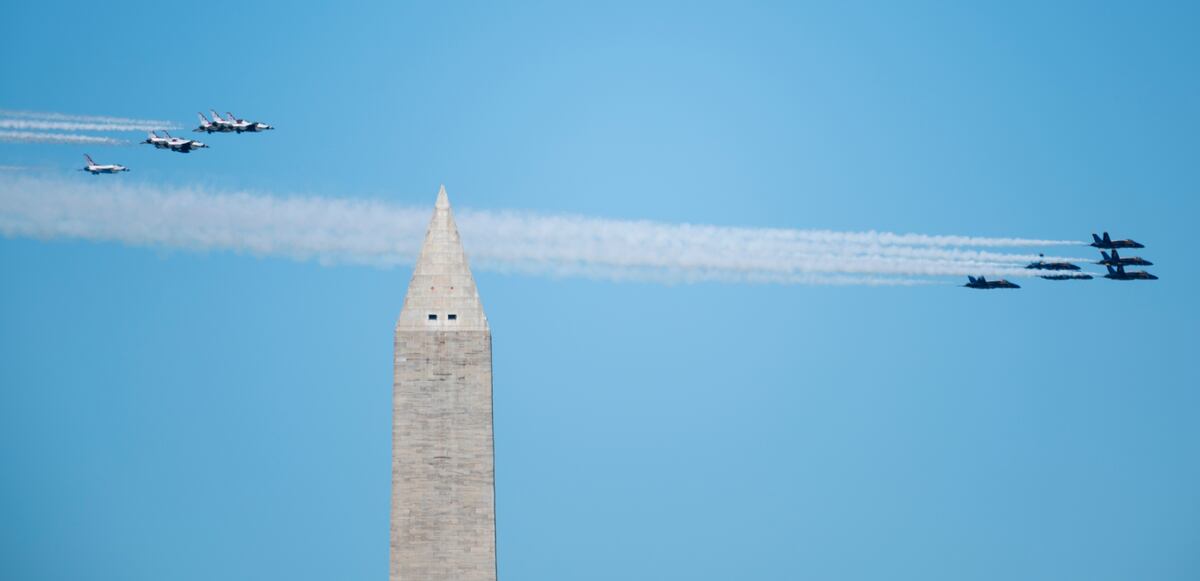 Watch Blue Angels, Thunderbirds fly over Baltimore, DC and Atlanta in ...