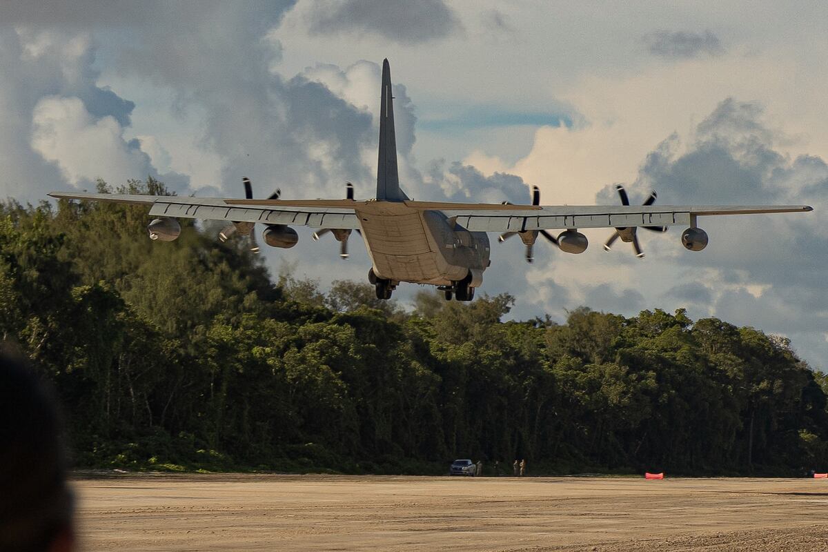 Marines make first landing on renovated WWII airfield in the Pacific