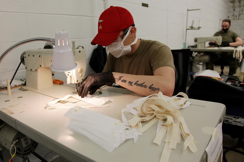 Fort Bragg soldiers make masks to fight coronavirus pandemic