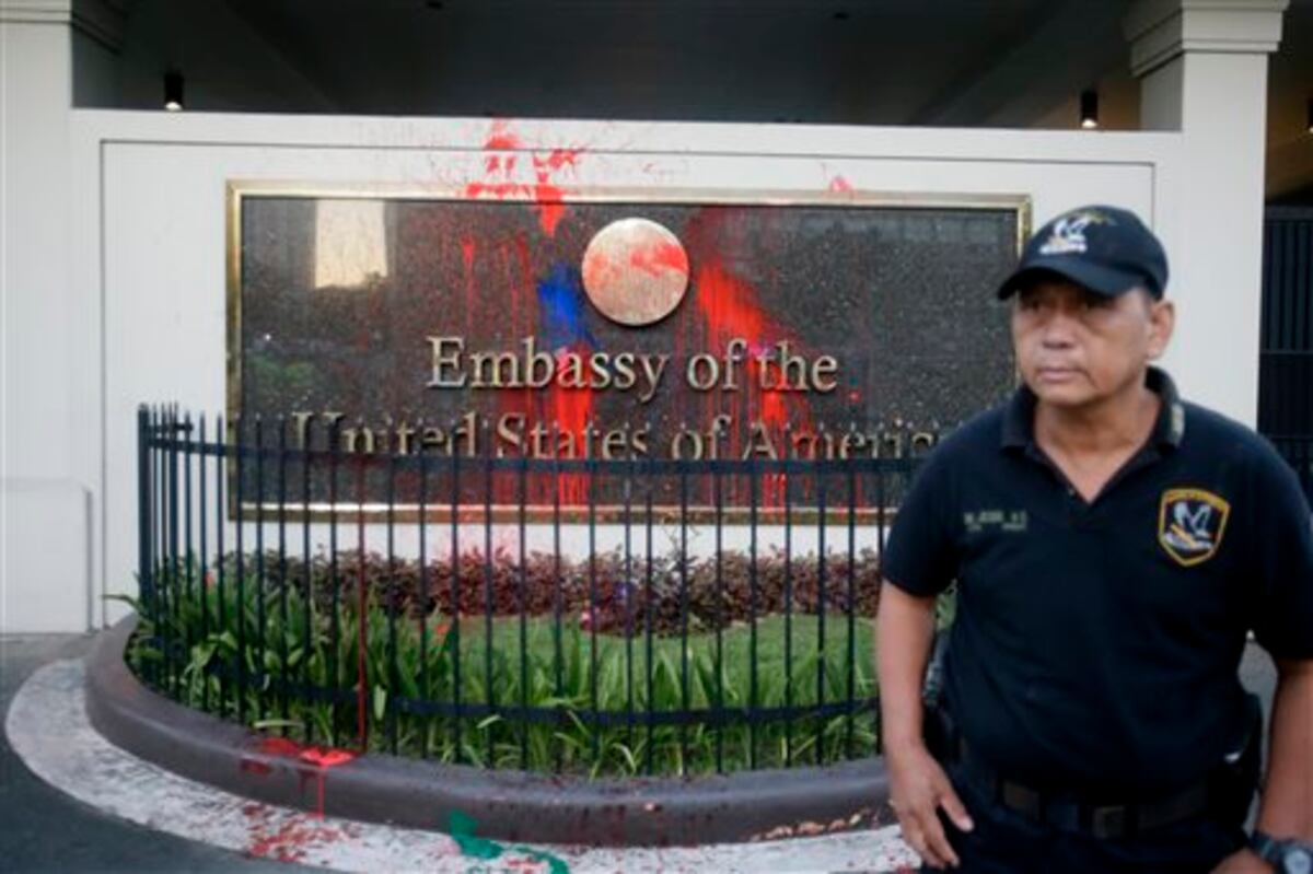 Police break up protest at US Embassy in Manila