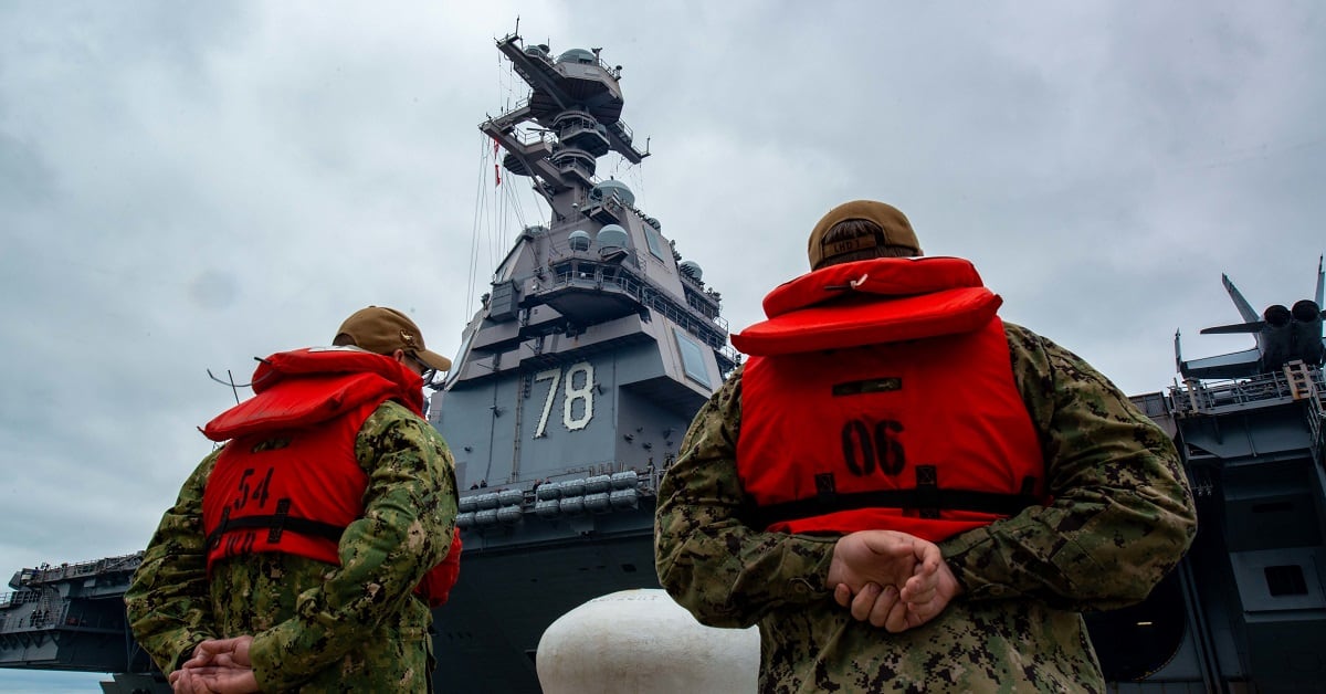 USS Gerald R. Ford gets underway for first deployment