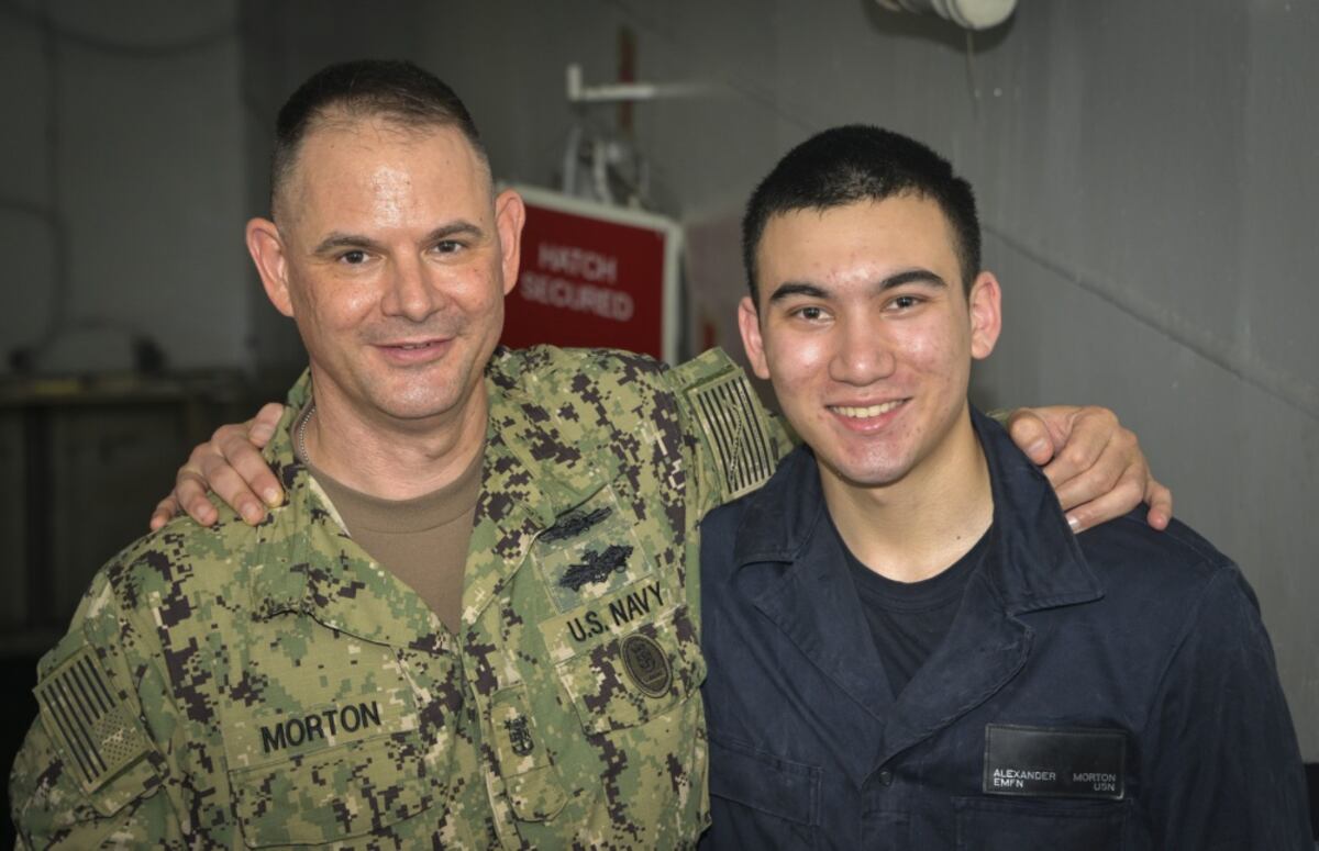 Command master chief surprises son for at-sea reunion